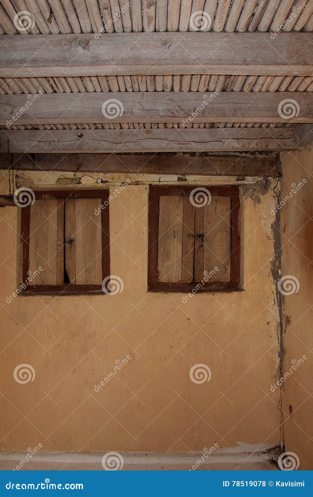 Two Wooden Windows Inside Very Old House Stock Photo - Image of ...