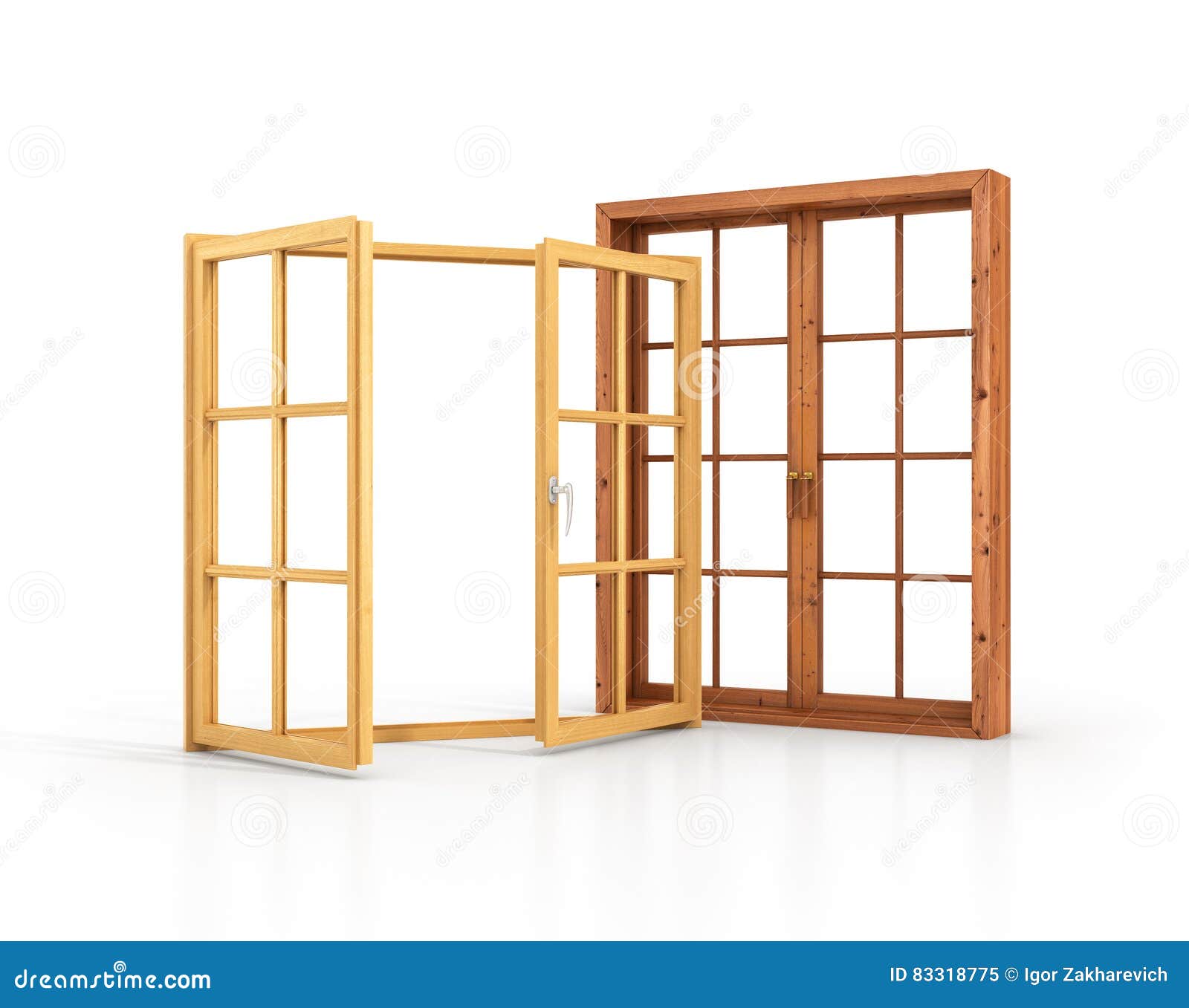 Two wooden windows stock illustration. Illustration of clear - 83318775