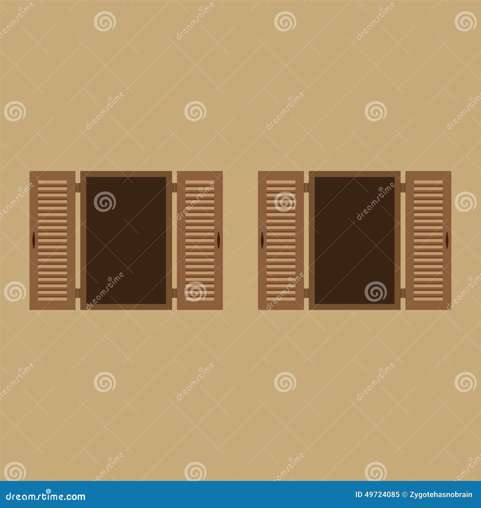 Two Wooden Windows on Wall stock vector. Illustration of vector - 49724085