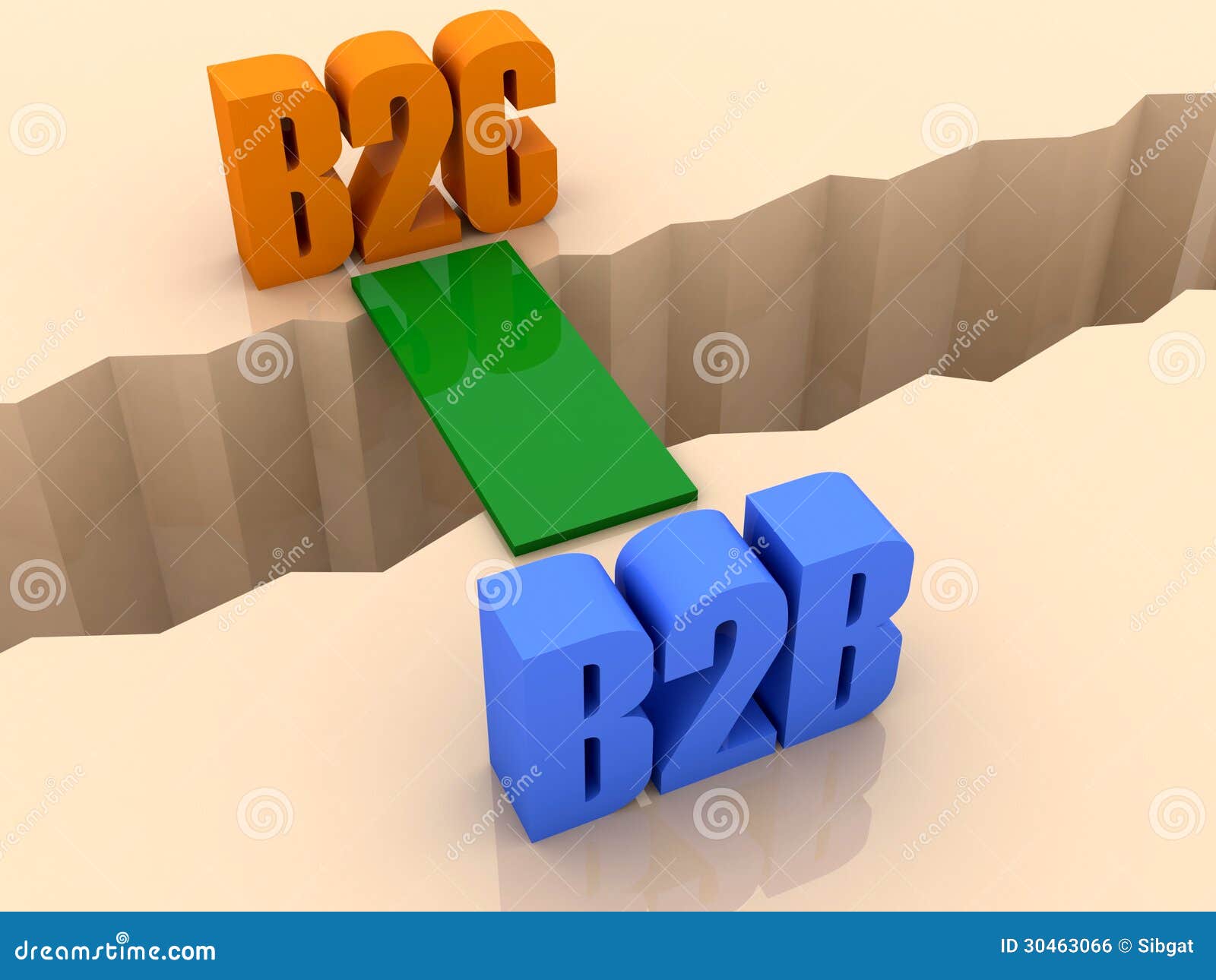 Two Words B2C and B2B United by Bridge through Separation Crack. Stock ...