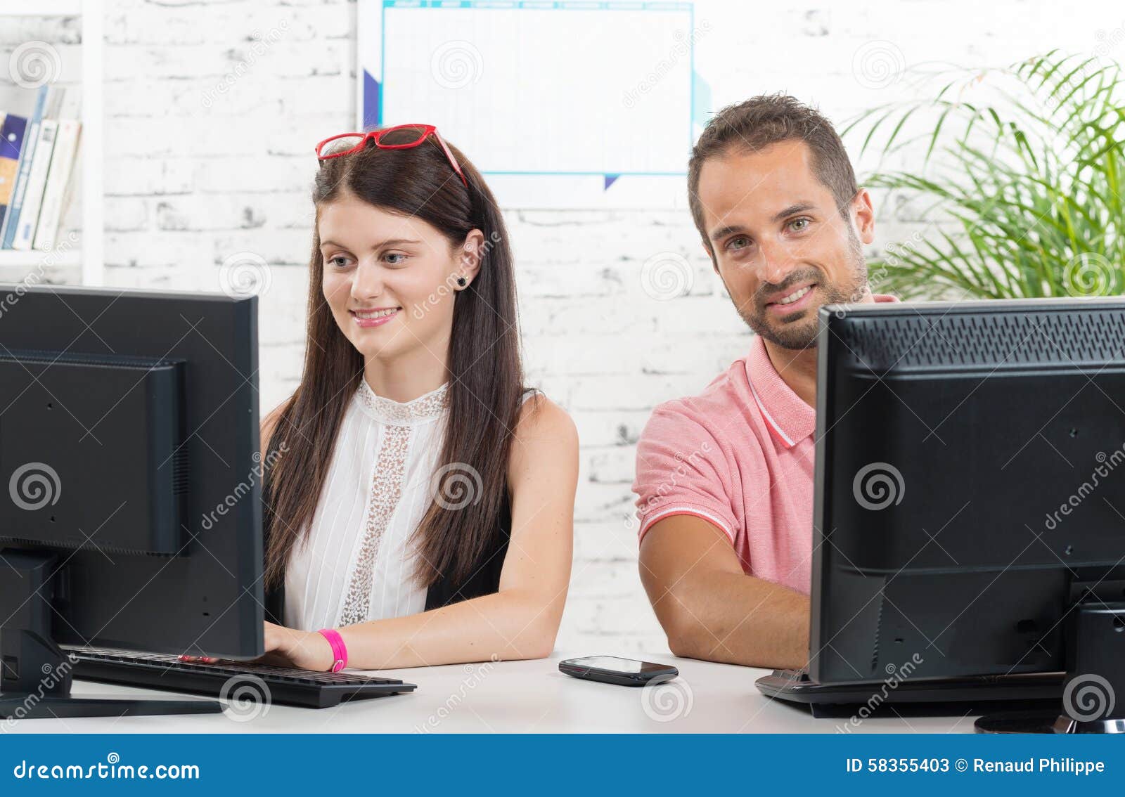 Two Work Colleague in Their Office Stock Image - Image of teamwork ...