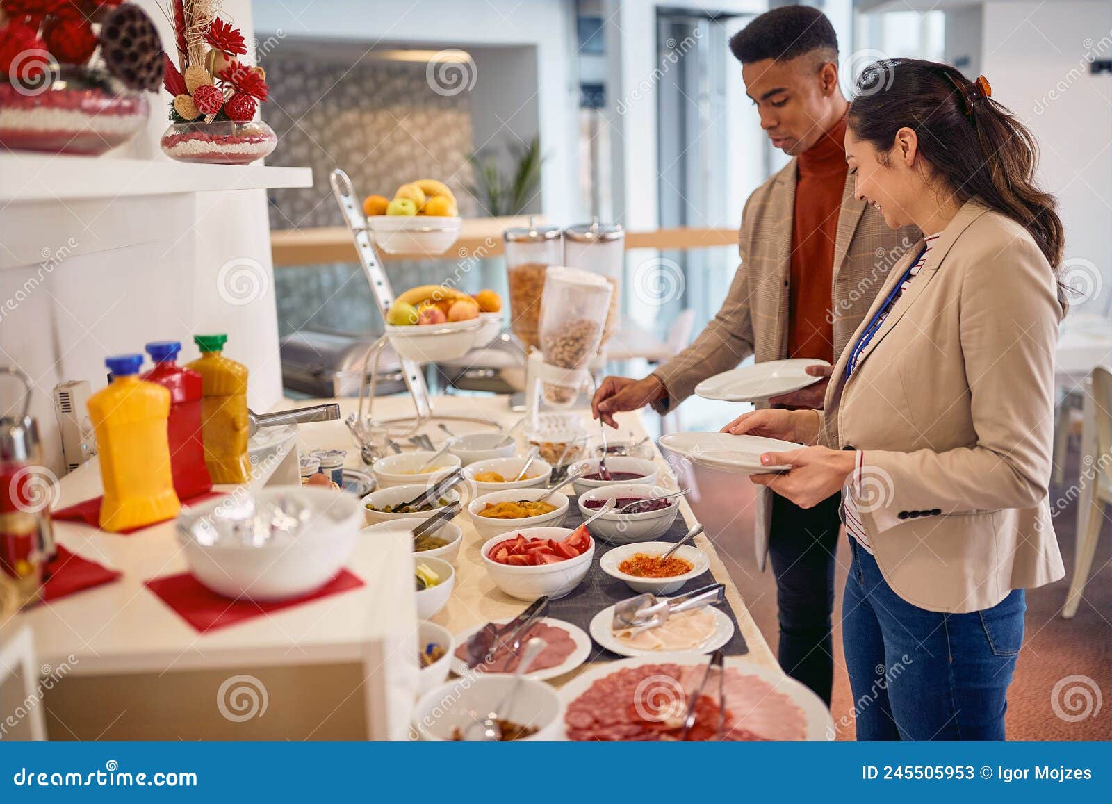 Two Work Colleagues Having Breakfast Together Stock Image - Image of ...