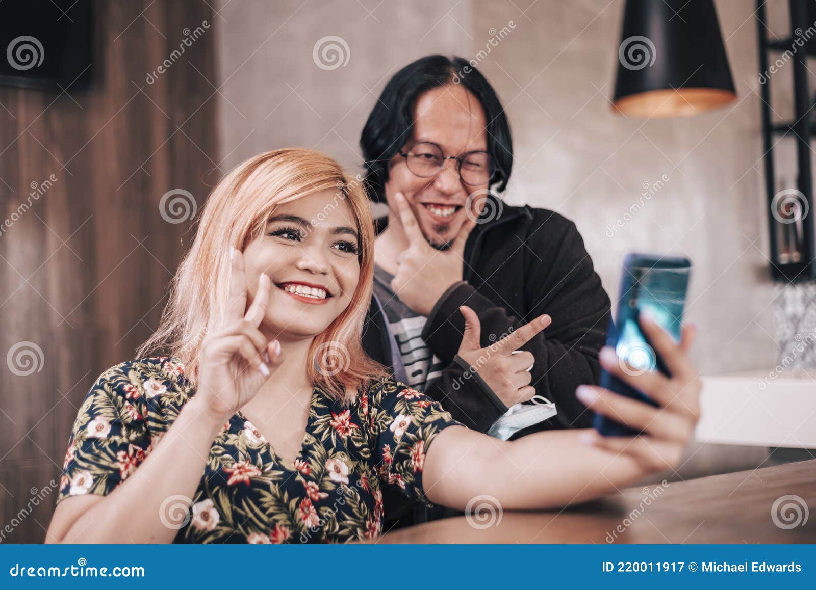 Two Work Colleagues Take Some Fun Selfies during Their Break Time ...