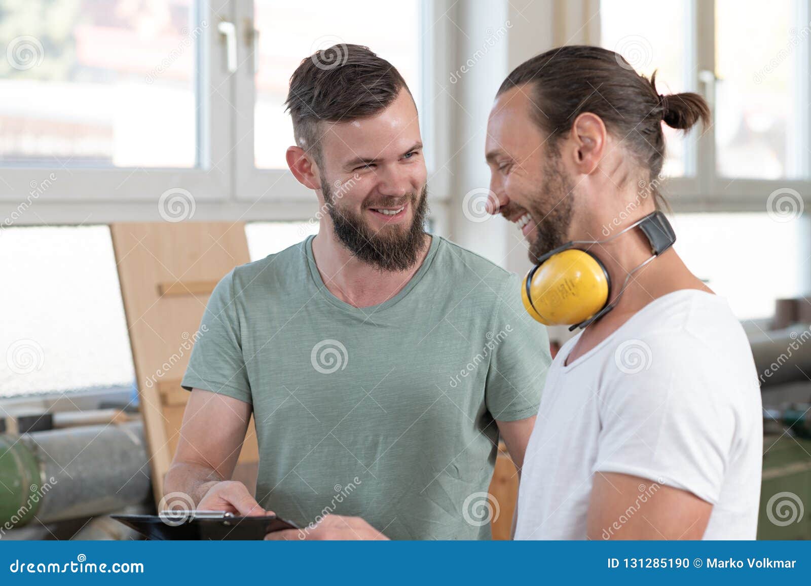 Two Worker in a Carpenter`s Workshop Stock Photo - Image of mechanic ...