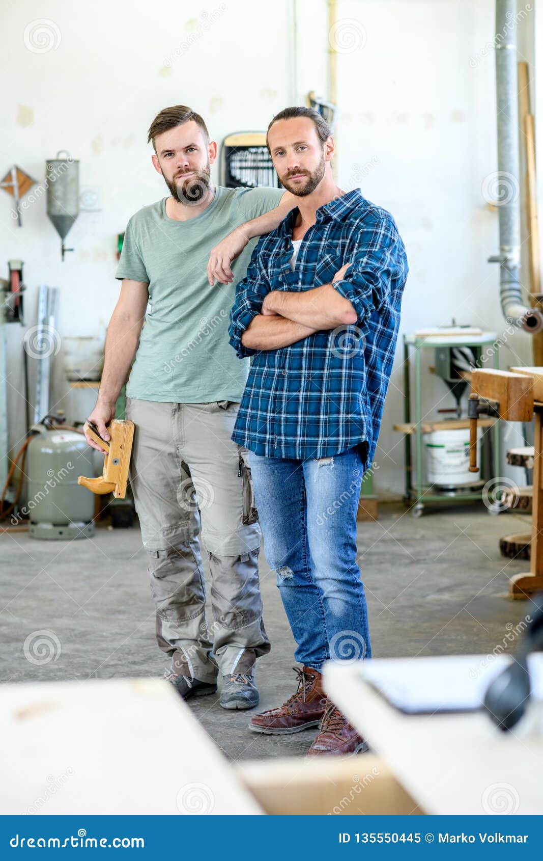Two Worker in a Carpenter`s Workshop Stock Image - Image of manufacture ...