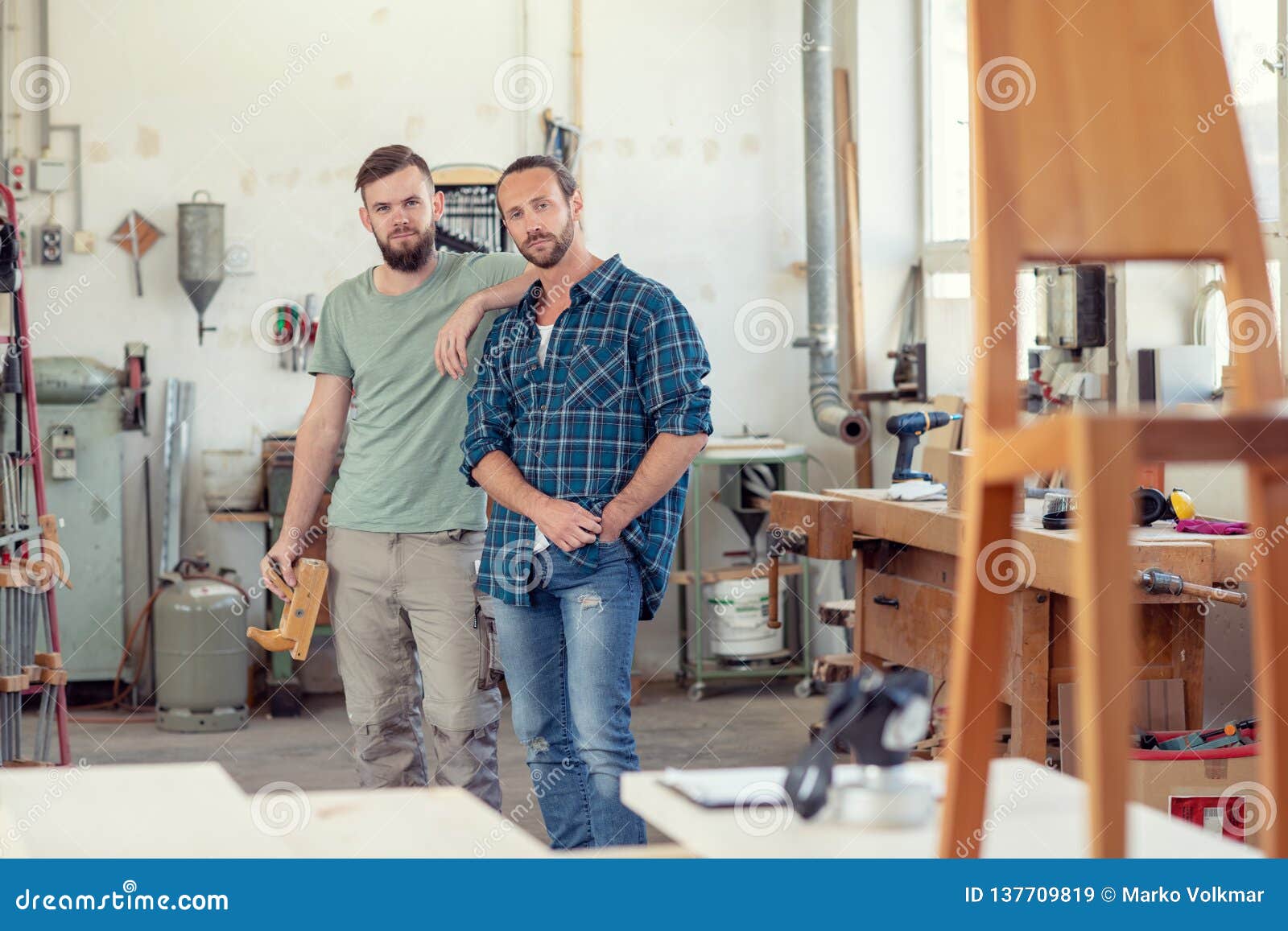 Two Worker in a Carpenter`s Workshop Stock Image - Image of joinery ...