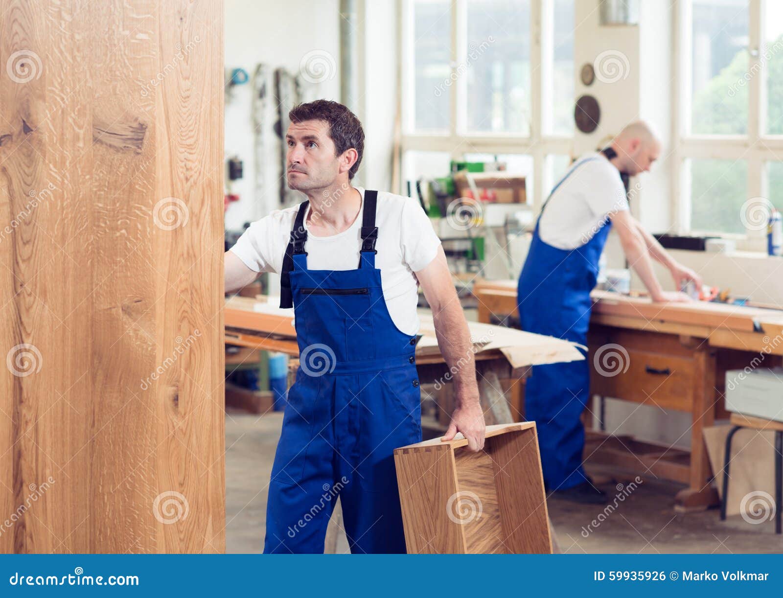 Two Worker in a Carpenter S Workshop Stock Photo - Image of ...