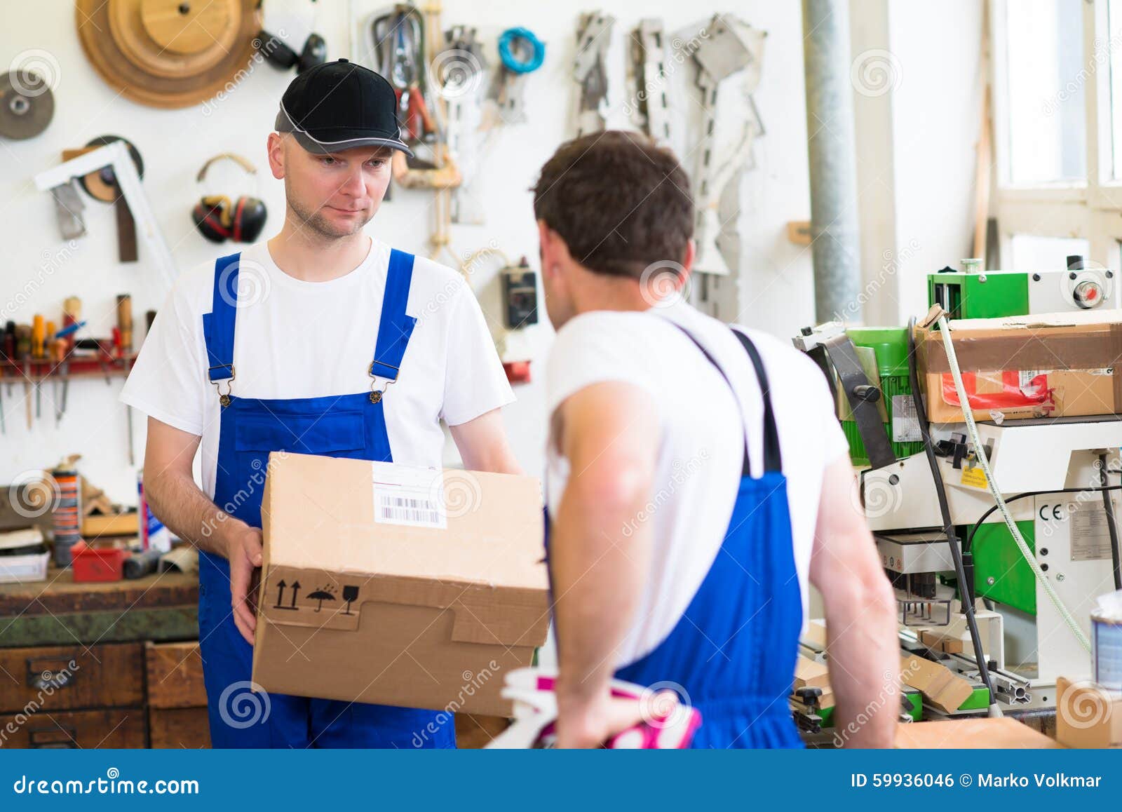 Two Worker in a Carpenter S Workshop Stock Photo - Image of male ...