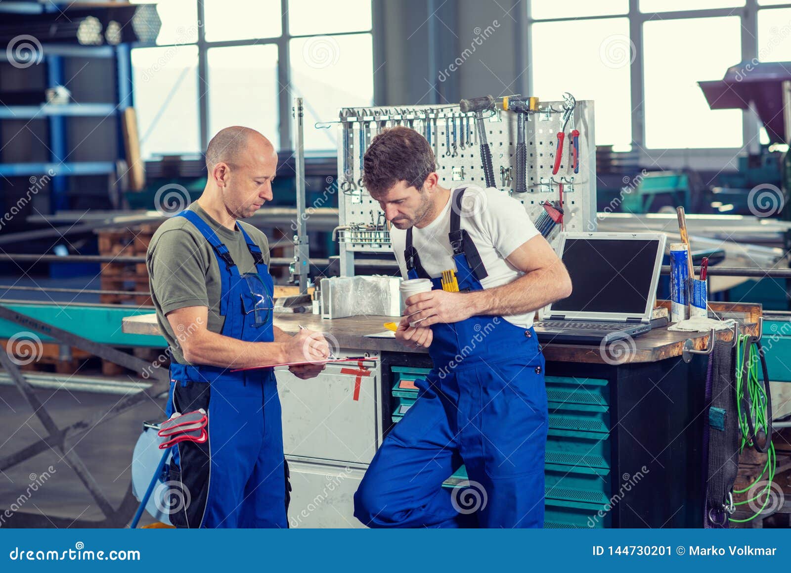Two Worker in Factory in Conversation Stock Image - Image of industrial ...