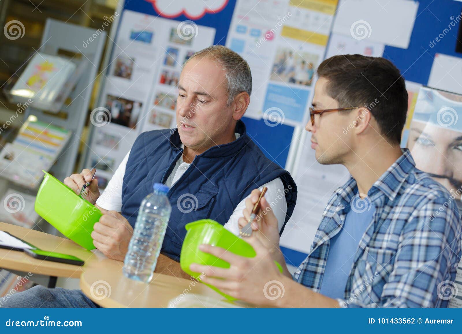 Two Worker in Factory Having Lunch Break Stock Photo - Image of ...