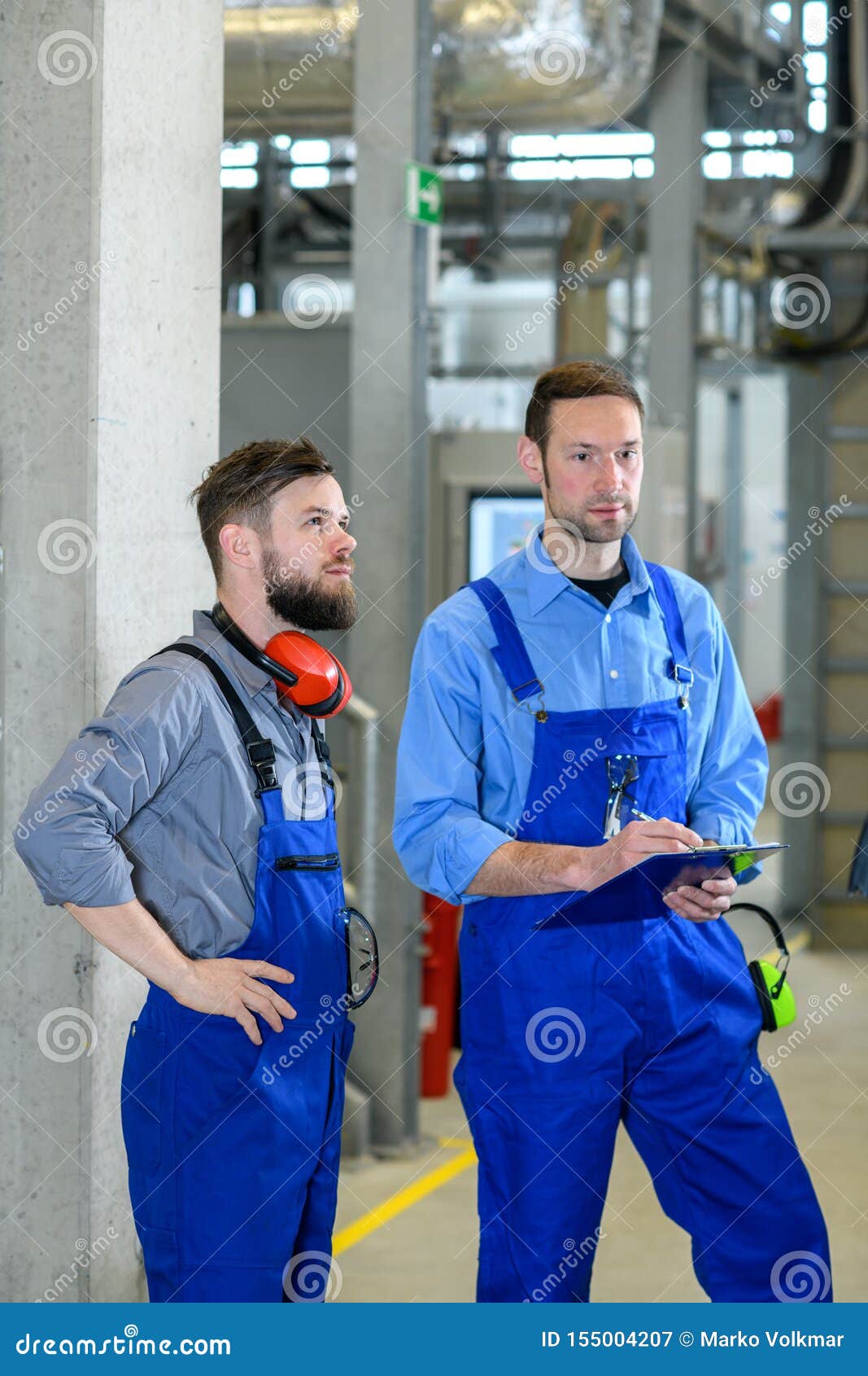 Two Worker in Industrial Plant Stock Image - Image of control ...