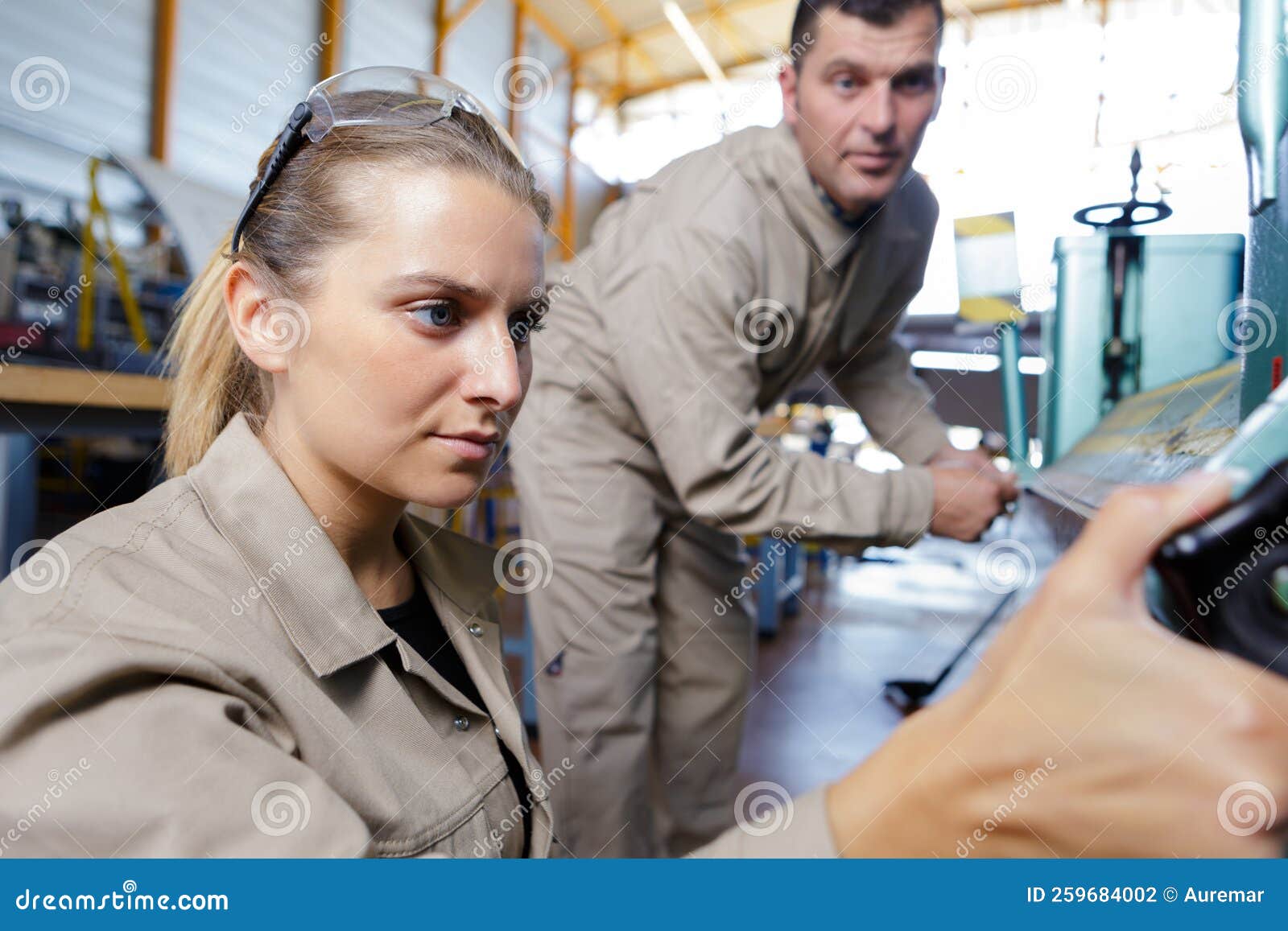 Two workers in factory stock photo. Image of happy, training - 259684002