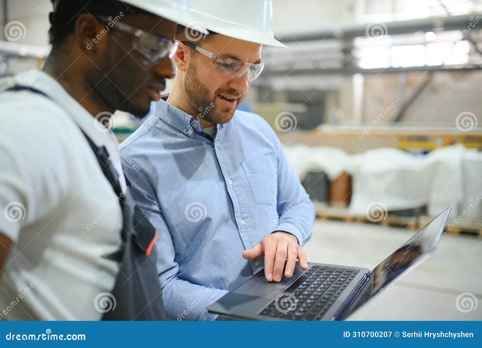Two Workers at the Factory. Engineer and Worker Stock Image - Image of ...