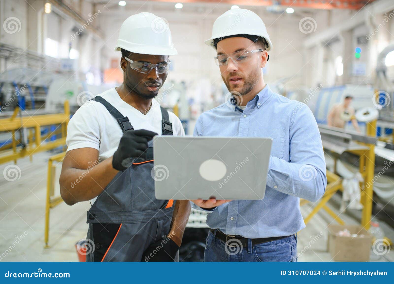 Two Workers at the Factory. Engineer and Worker Stock Photo - Image of ...