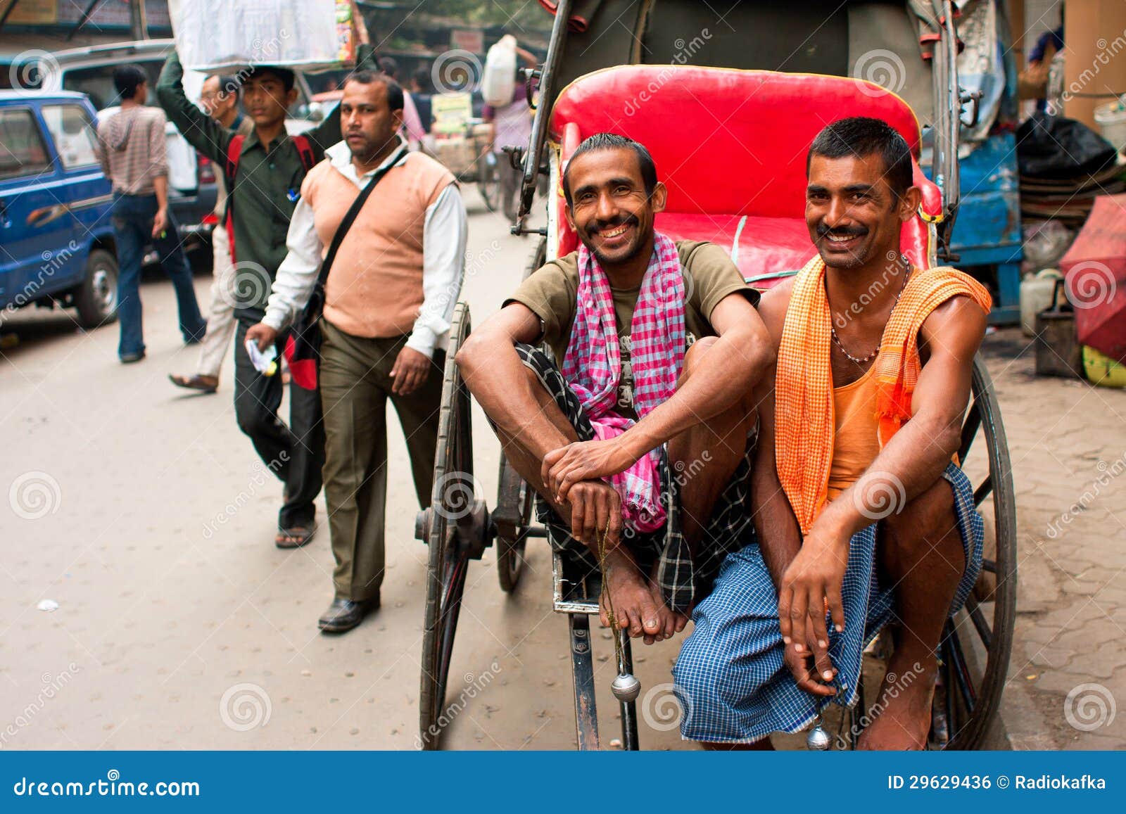 Two Workers of Hand-pulled Rickshaw Smile Editorial Photo - Image of ...