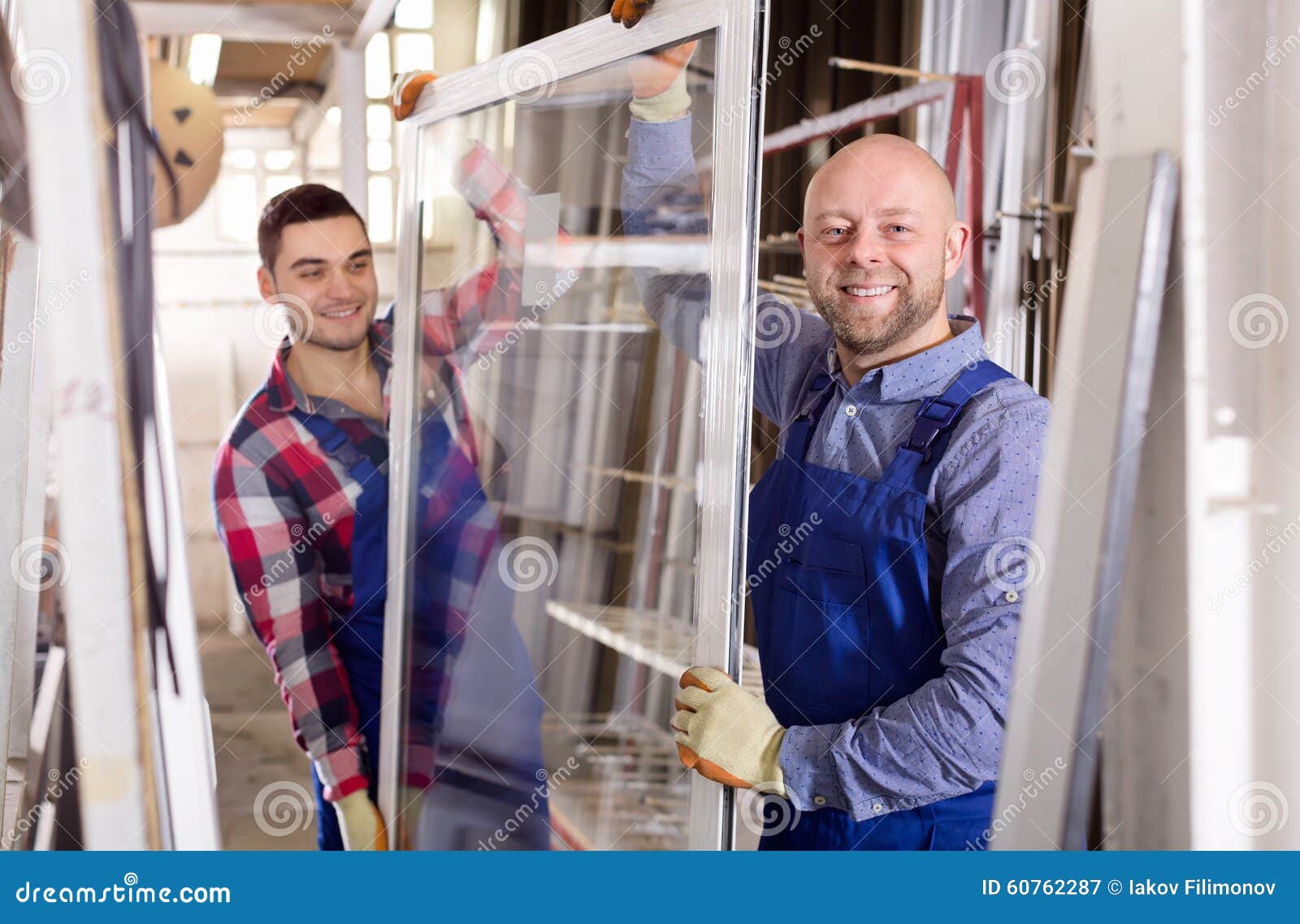 Two Workers Inspecting Windows Stock Image - Image of european ...