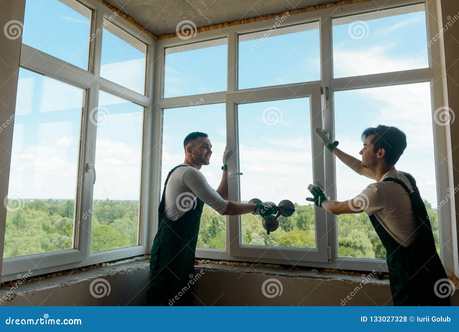 Two Workers are Installing Windows Stock Photo - Image of glazier ...