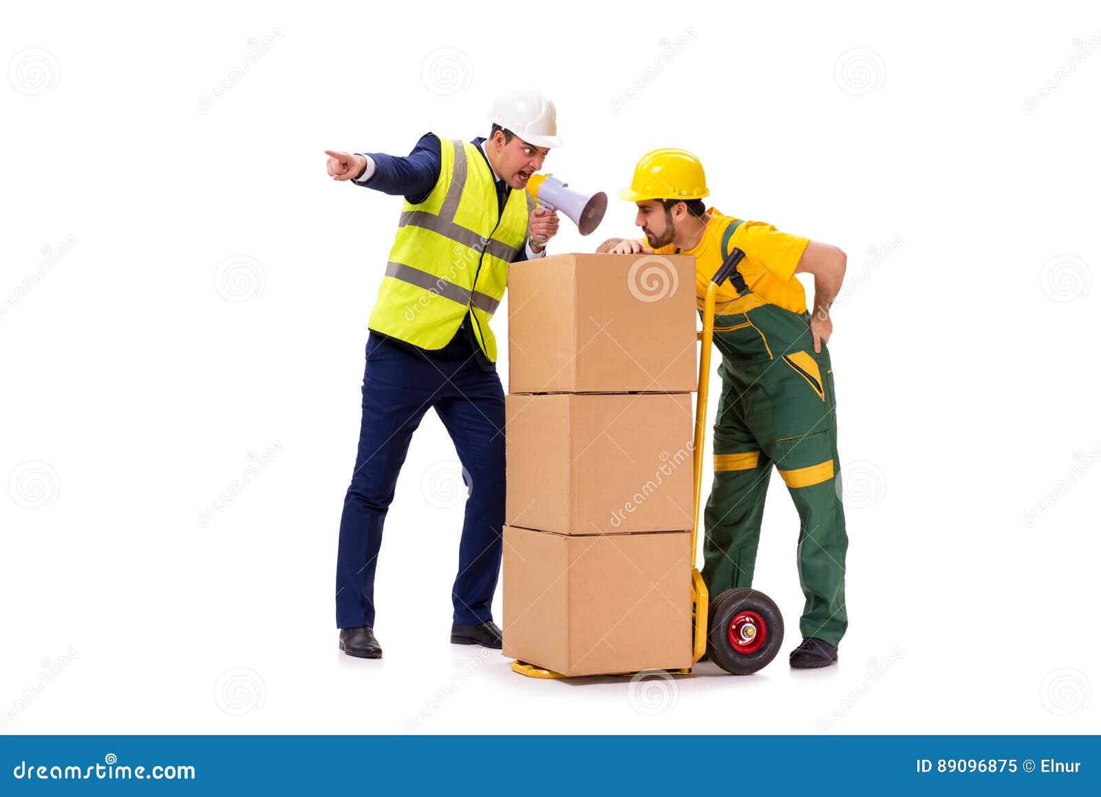 The Two Workers Isolated on the White Background Stock Image - Image of ...