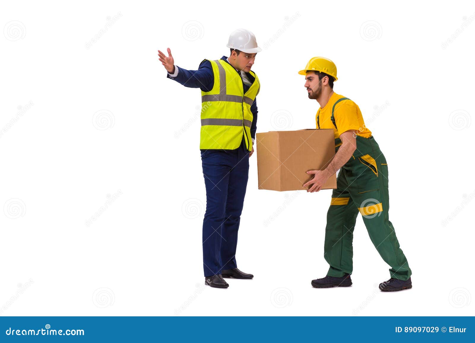 The Two Workers Isolated on the White Background Stock Image - Image of ...