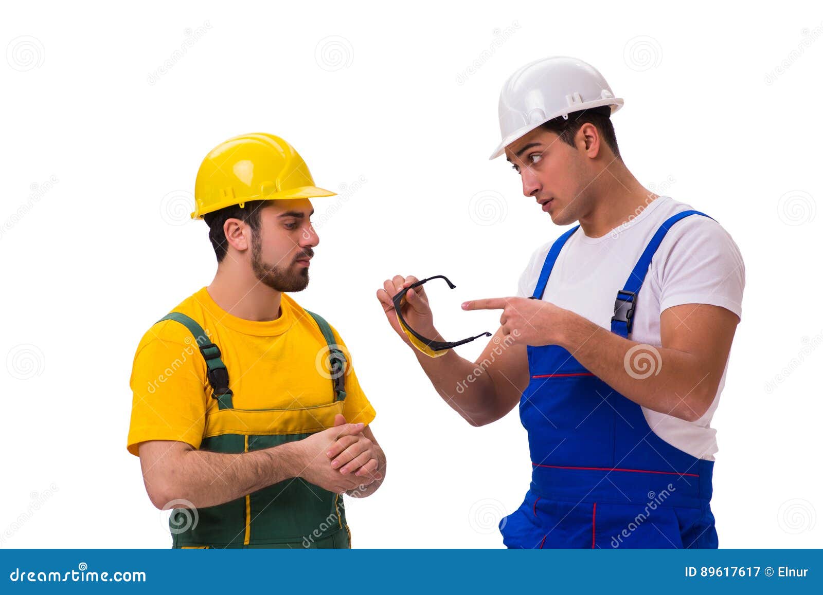 The Two Workers Isolated on the White Background Stock Image - Image of ...