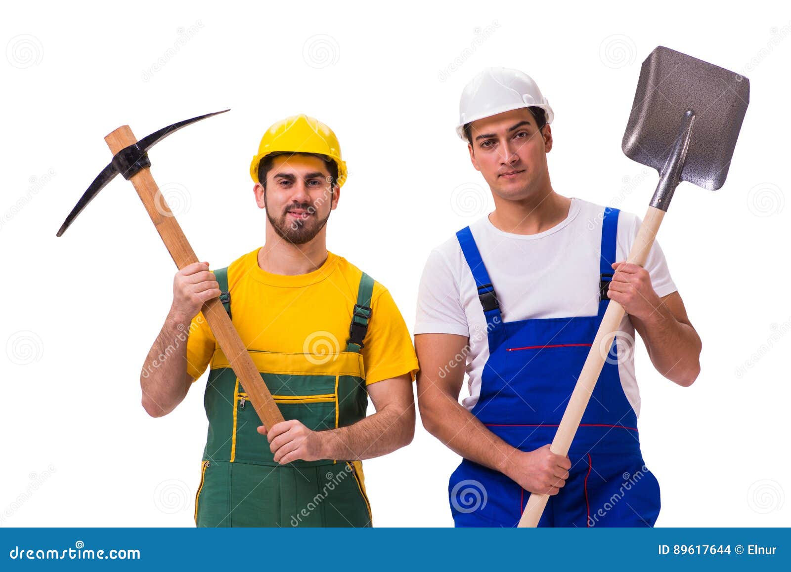 The Two Workers Isolated on the White Background Stock Photo - Image of ...