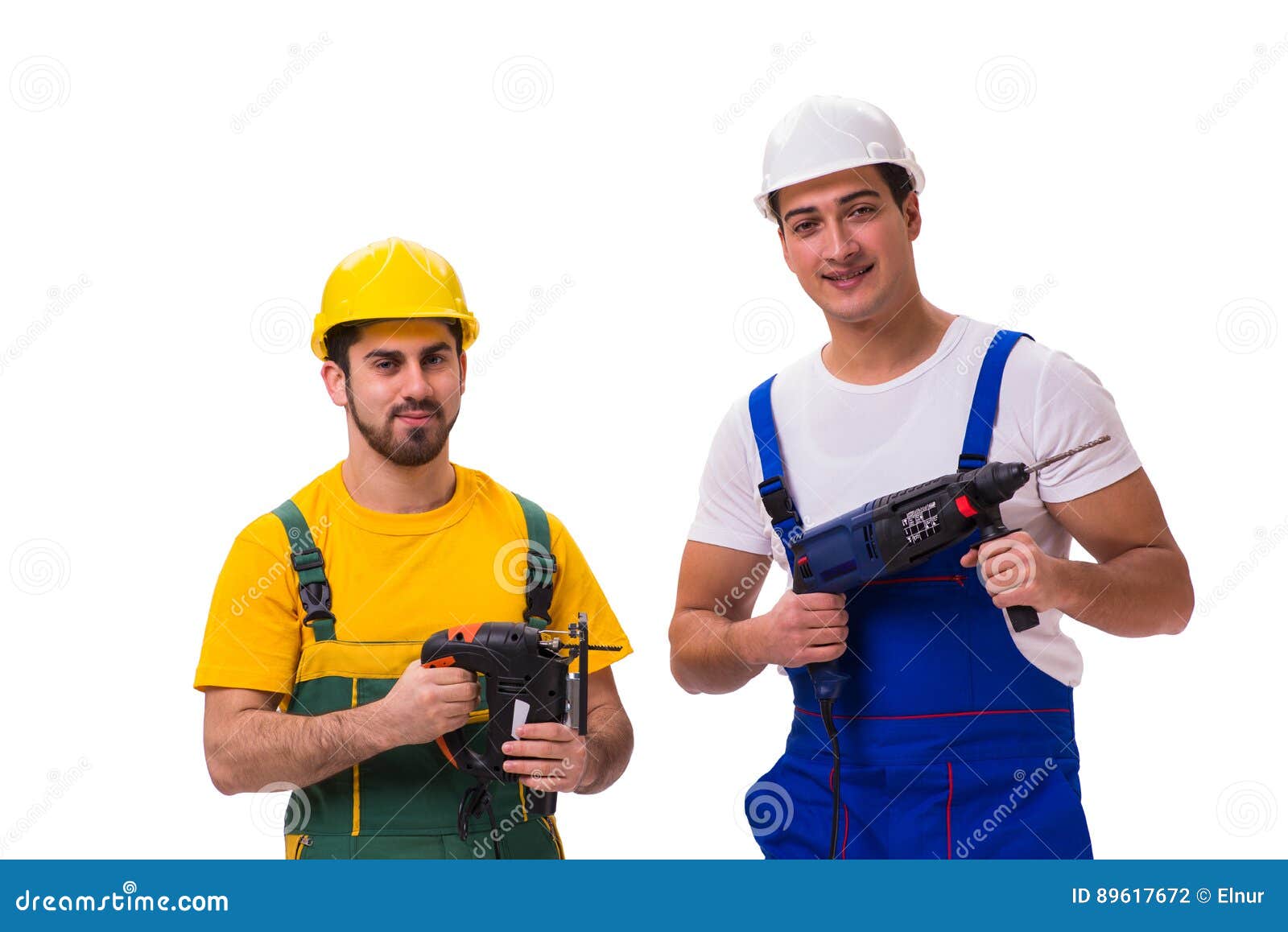 The Two Workers Isolated on the White Background Stock Photo - Image of ...