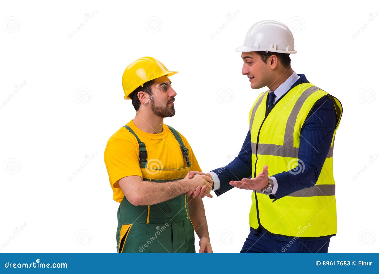 The Two Workers Isolated on the White Background Stock Image - Image of ...