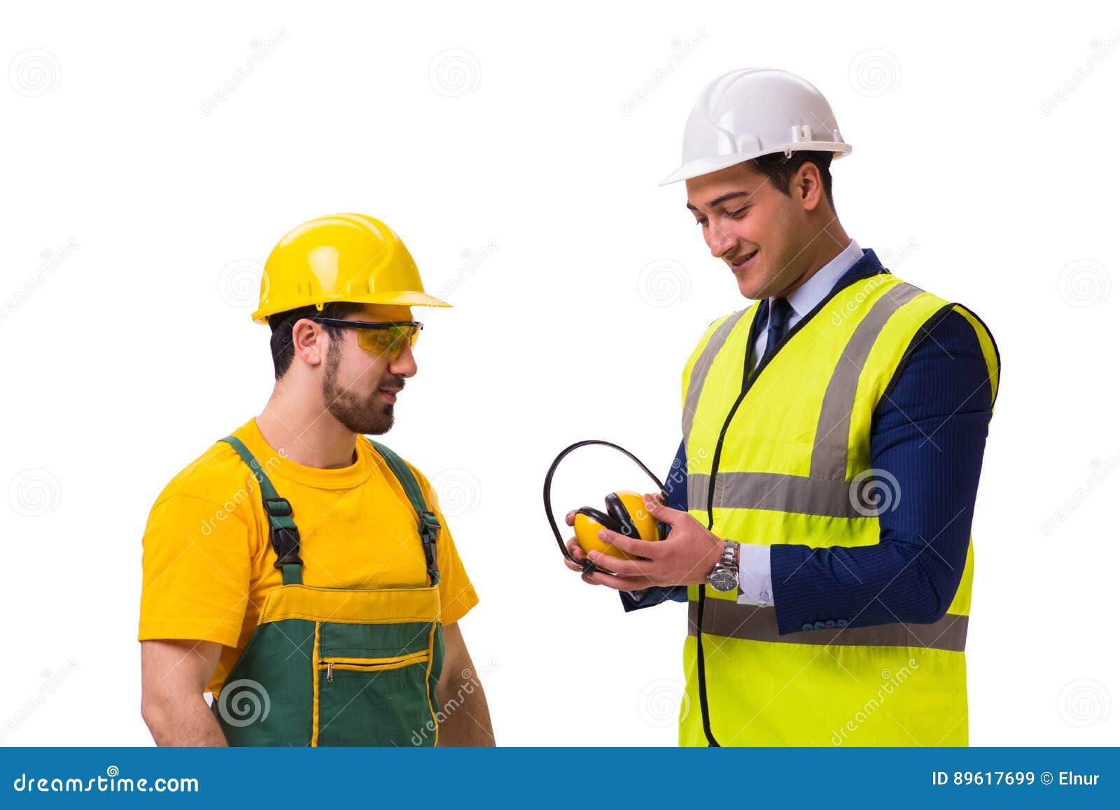 The Two Workers Isolated on the White Background Stock Image - Image of ...