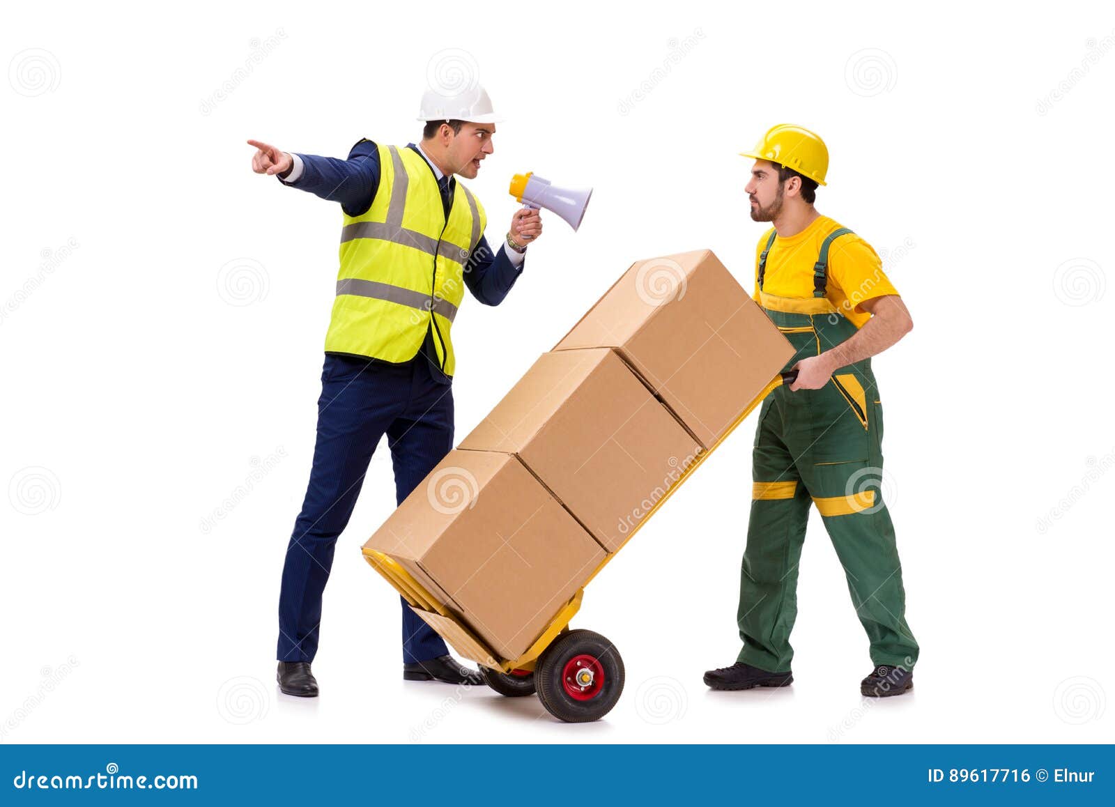 The Two Workers Isolated on the White Background Stock Photo - Image of ...
