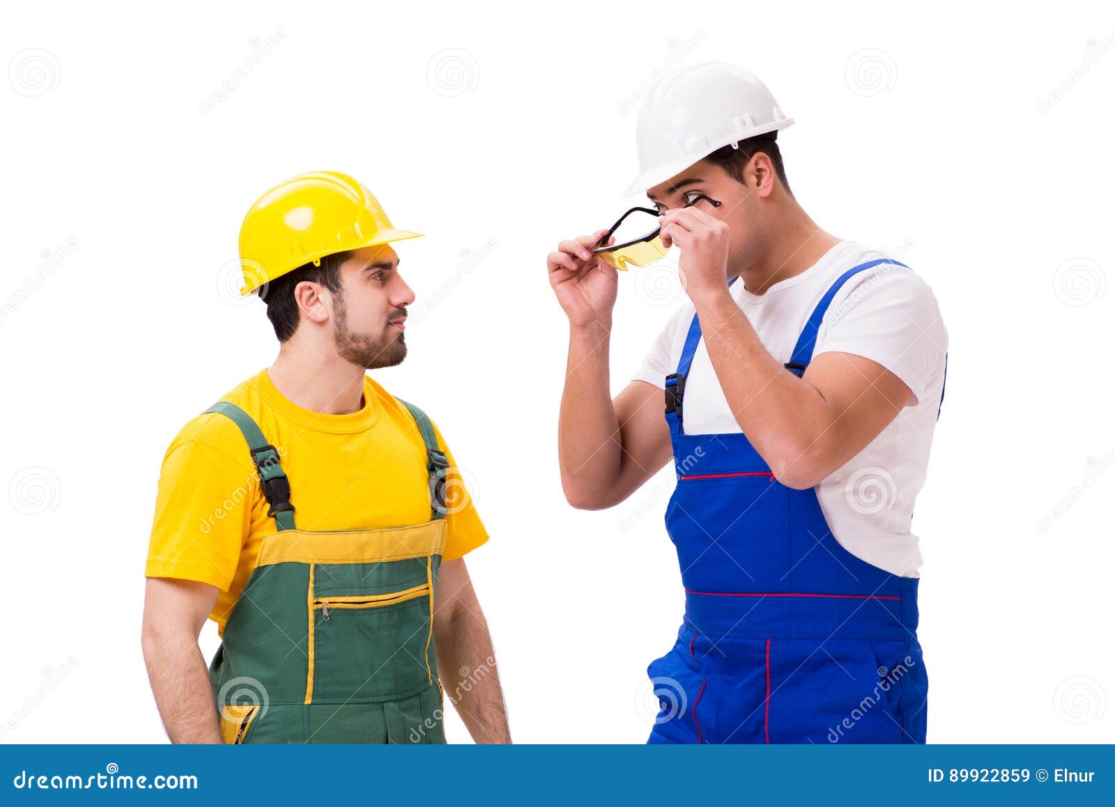 The Two Workers Isolated on the White Background Stock Image - Image of ...