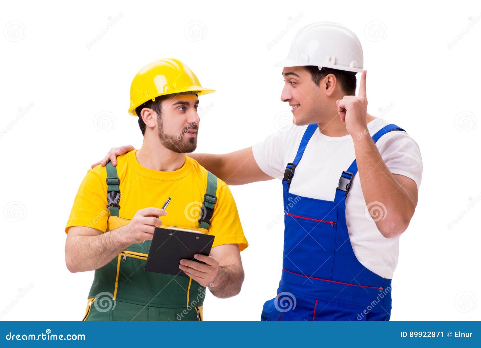 The Two Workers Isolated on the White Background Stock Image - Image of ...