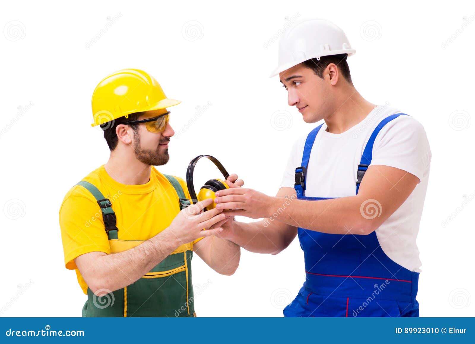 The Two Workers Isolated on the White Background Stock Photo - Image of ...