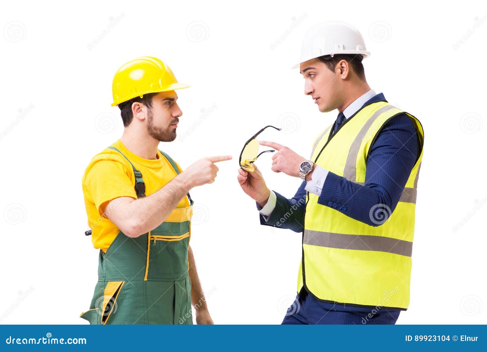 The Two Workers Isolated on the White Background Stock Photo - Image of ...