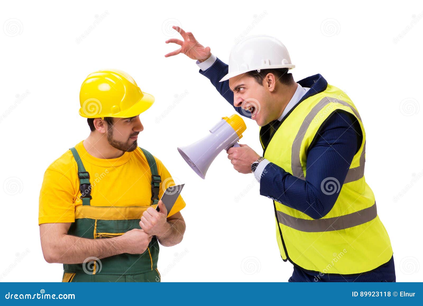 The Two Workers Isolated on the White Background Stock Photo - Image of ...