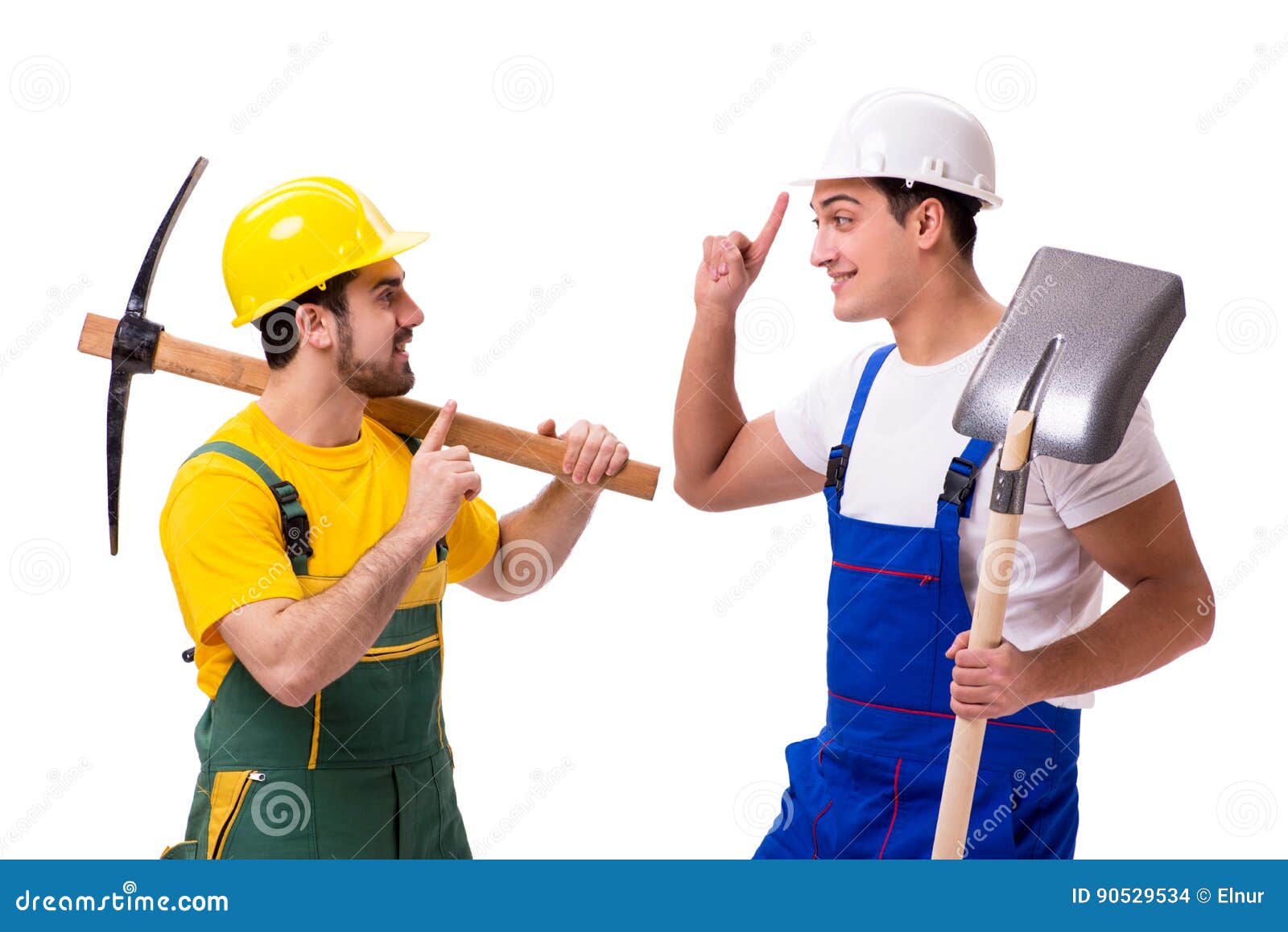 The Two Workers Isolated on the White Background Stock Photo - Image of ...