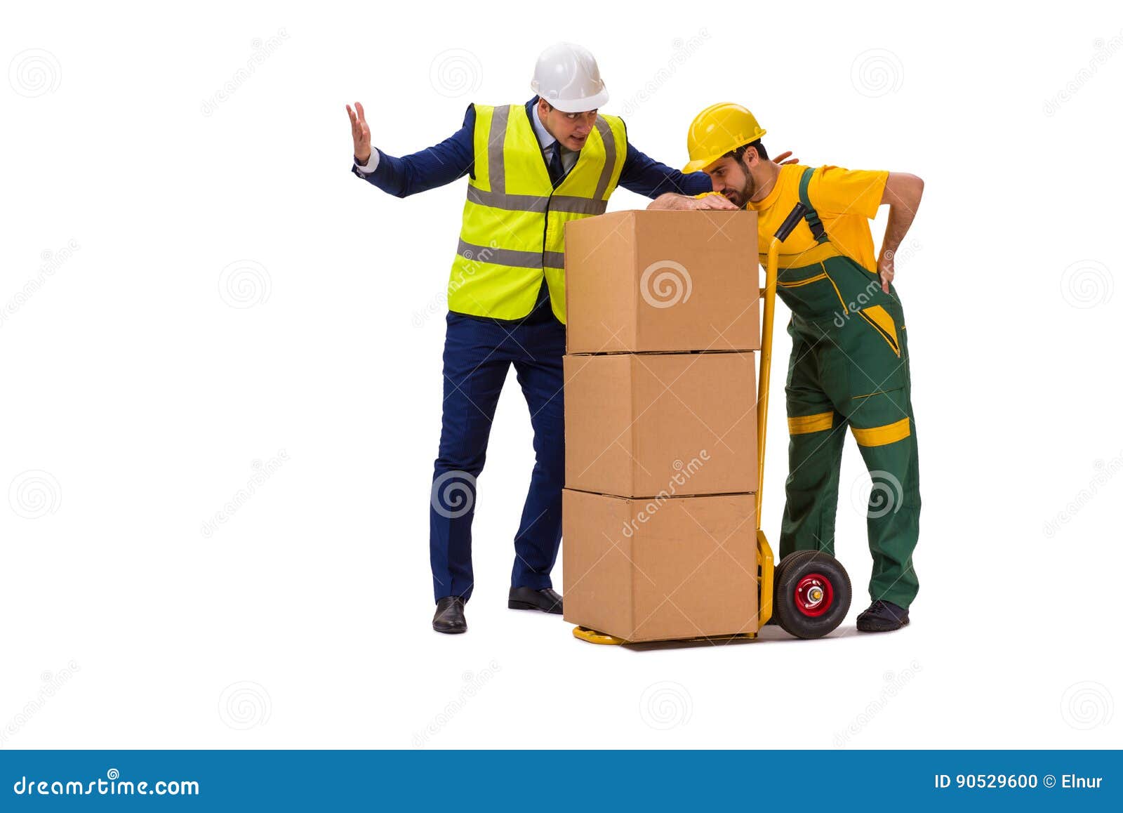 The Two Workers Isolated on the White Background Stock Photo - Image of ...