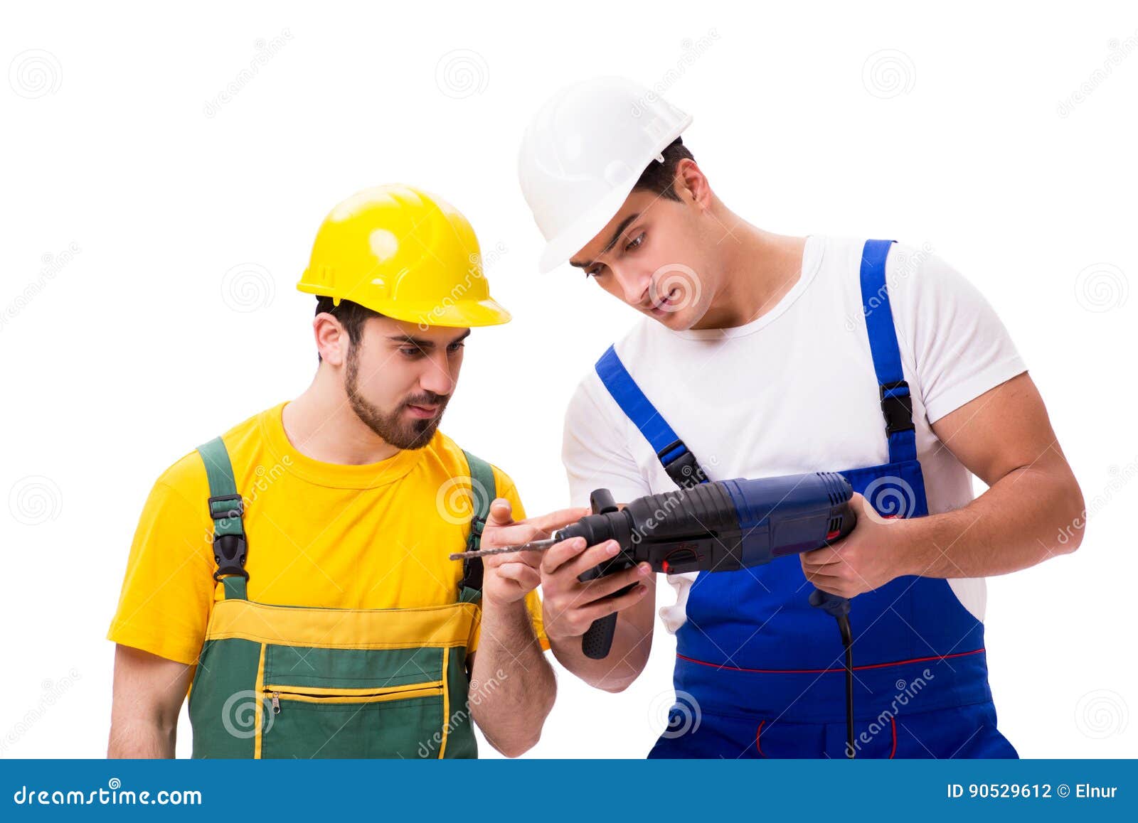 The Two Workers Isolated on the White Background Stock Photo - Image of ...