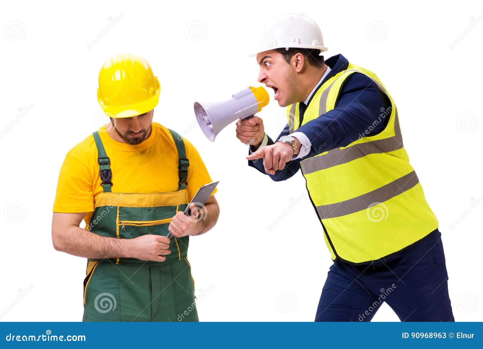 The Two Workers Isolated on the White Background Stock Image - Image of ...