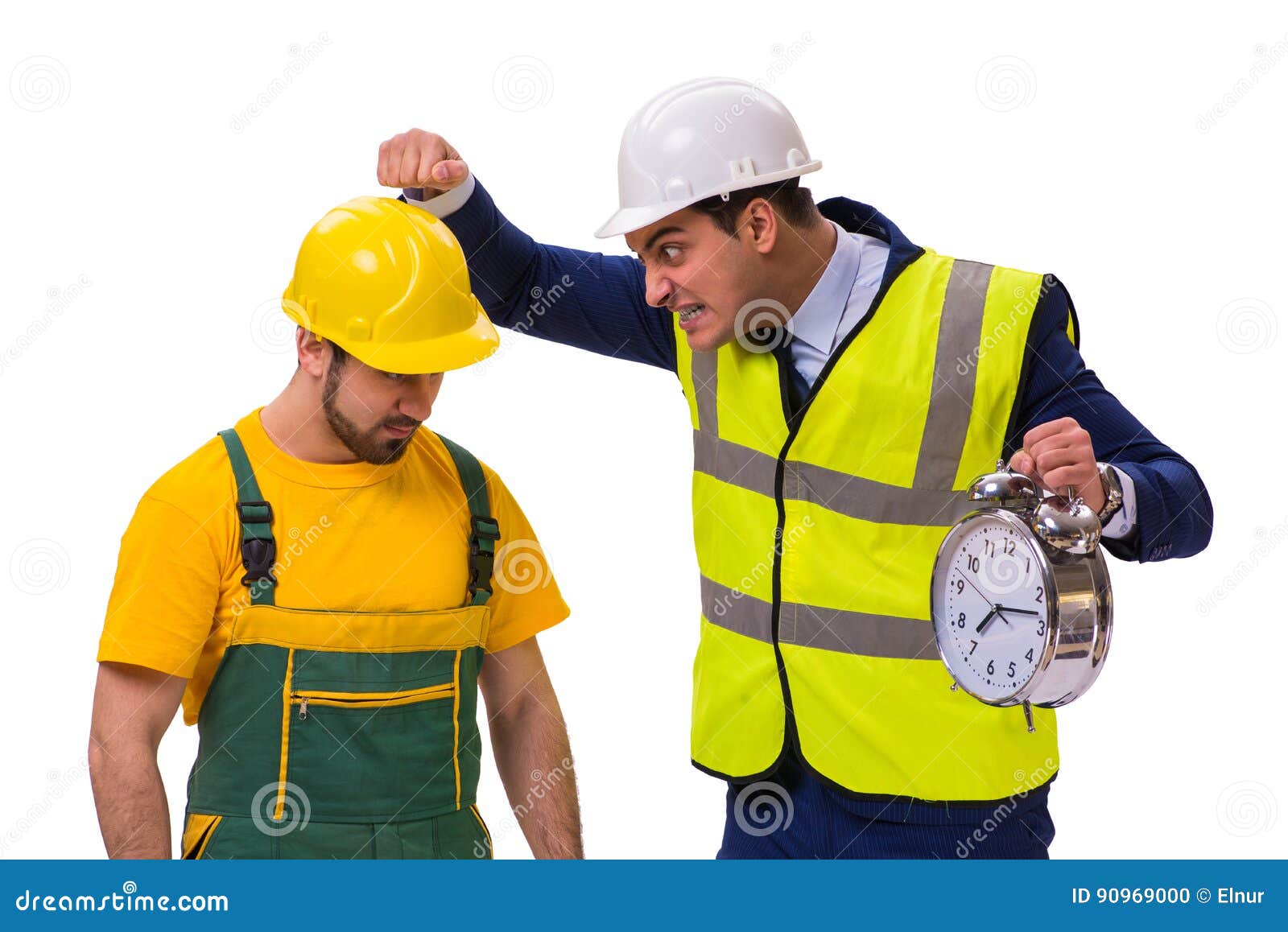 The Two Workers Isolated on the White Background Stock Photo - Image of ...