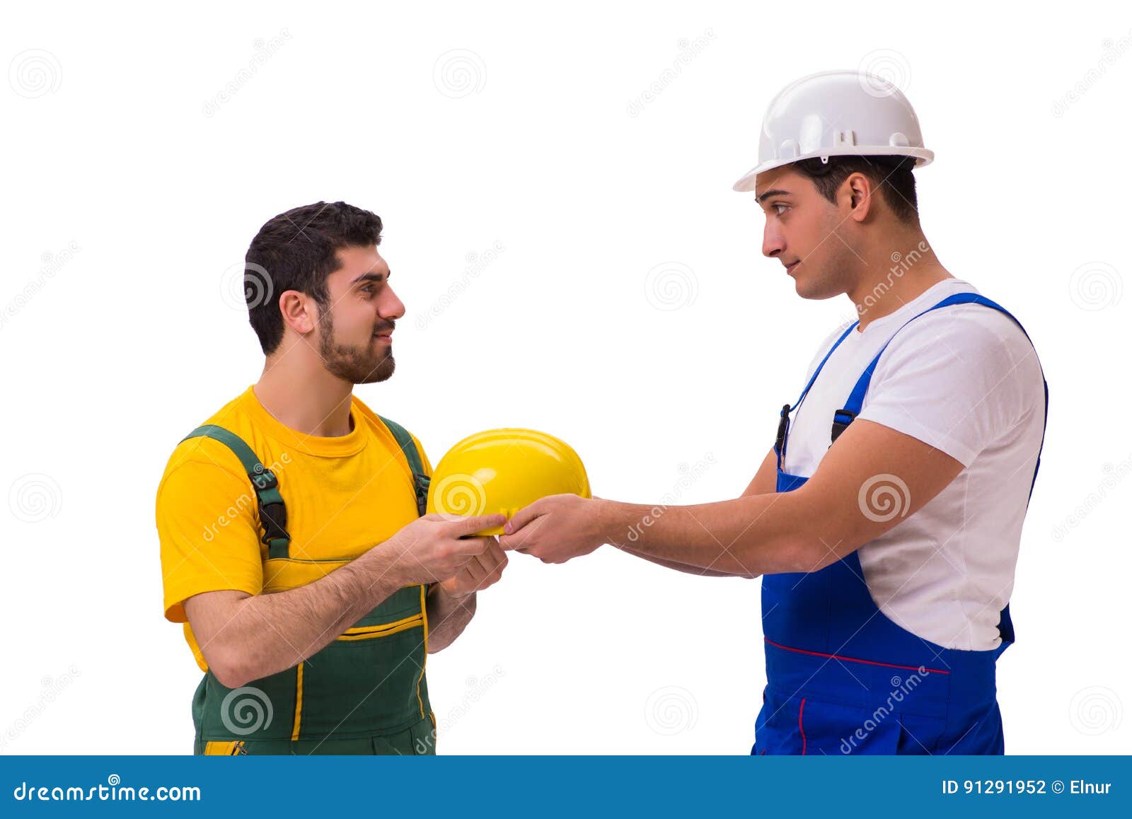 The Two Workers Isolated on the White Background Stock Photo - Image of ...