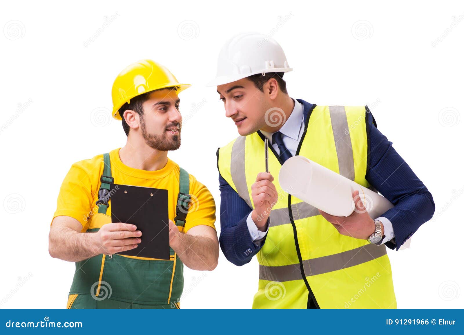The Two Workers Isolated on the White Background Stock Photo - Image of ...