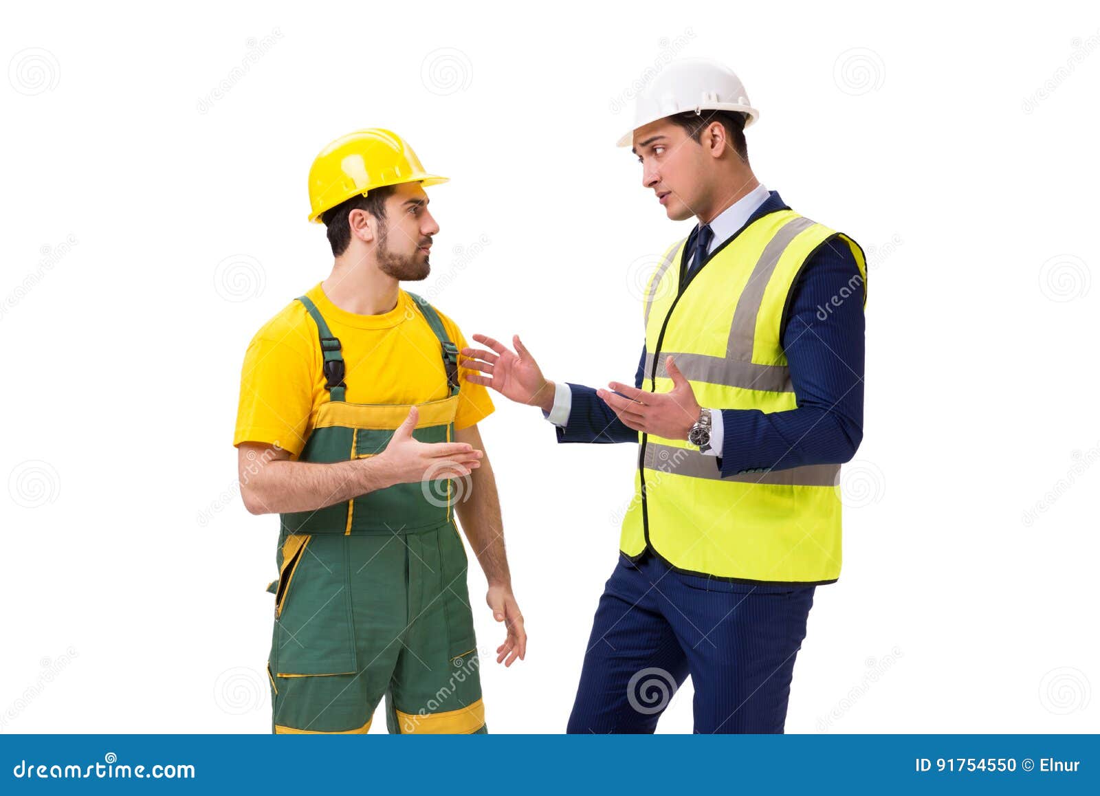 The Two Workers Isolated on the White Background Stock Photo - Image of ...