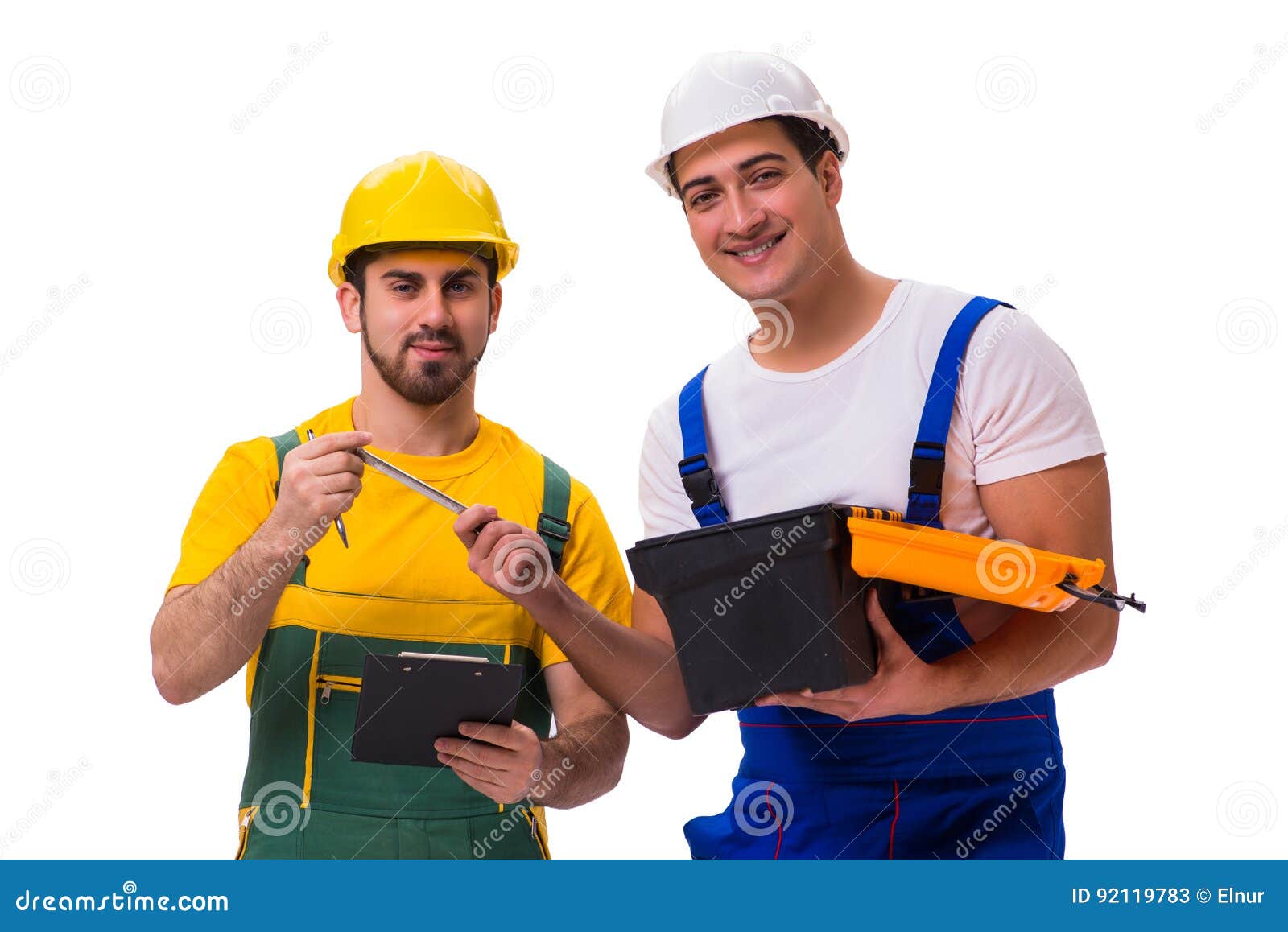The Two Workers Isolated on the White Background Stock Image - Image of ...