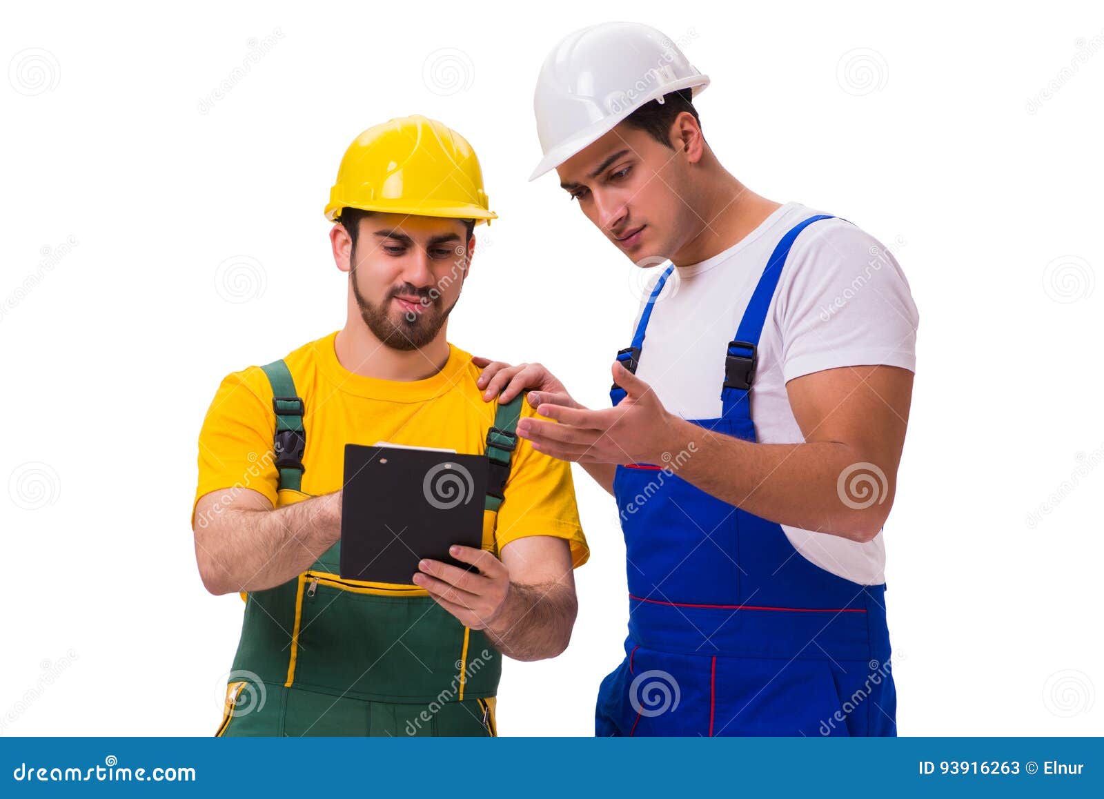 The Two Workers Isolated on the White Background Stock Image - Image of ...