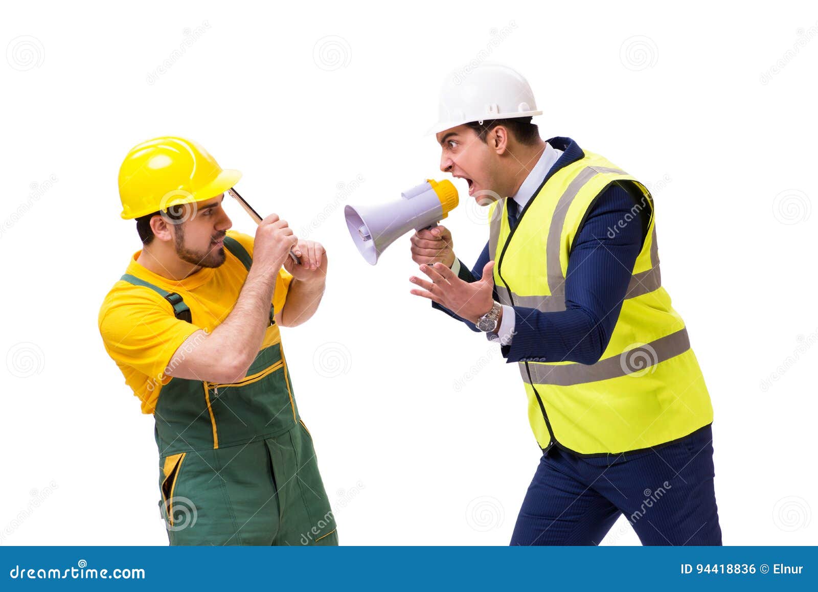 The Two Workers Isolated on the White Background Stock Photo - Image of ...