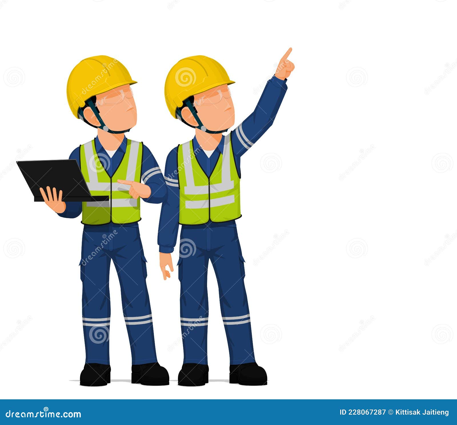 Two Workers are Looking at High Stock Vector - Illustration of isolated ...