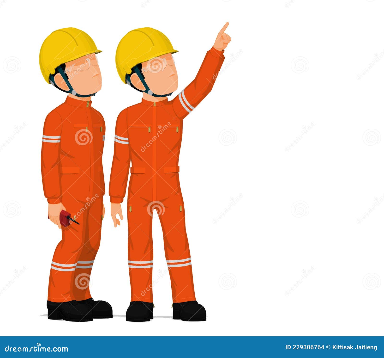 Two Workers are Looking at High Stock Vector - Illustration of cartoon ...