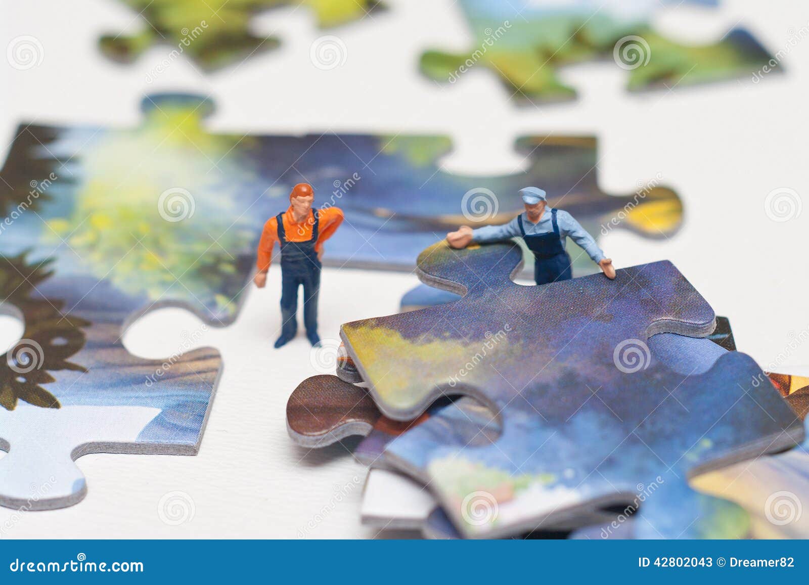 Two Workers Put Puzzles. the Concept of Teamwork Stock Image - Image of ...