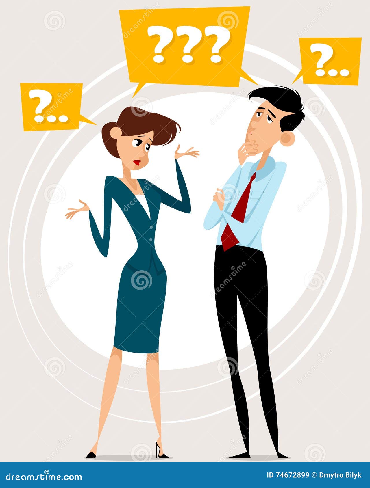 Two workers with questions stock vector. Illustration of sign - 74672899