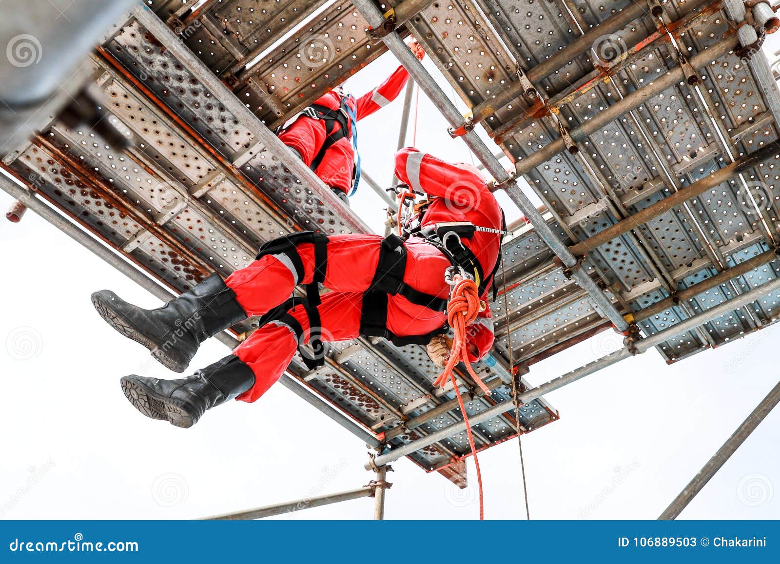 Work at Height by Rope Access Stock Image - Image of harness, safety ...